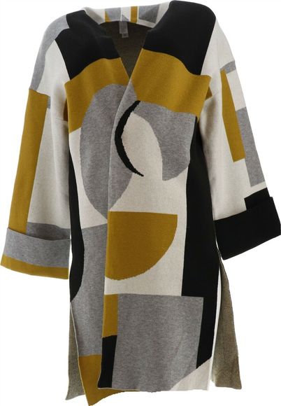 MarlaWynne | Tops | Marlawynne Geometric Colorblocked Jacquard Topper ...